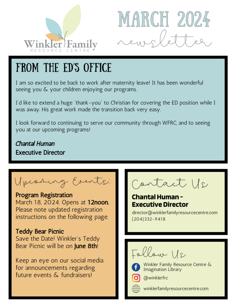 Newsletter – Winkler Family Resource Centre